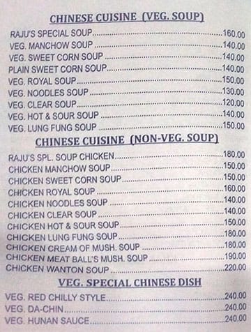 Menu of Raju's Kitchen, Borivali East, Mumbai