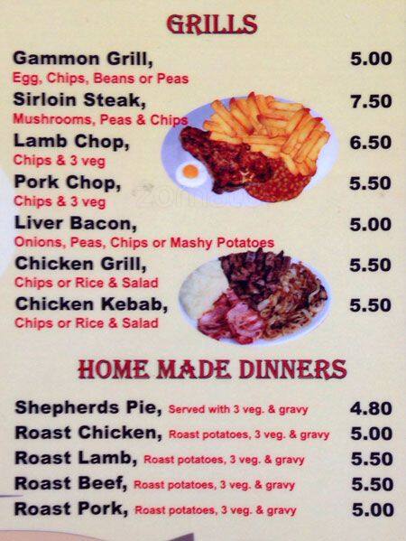 Menu at Portland Cafe, London, 42 Portland Rd