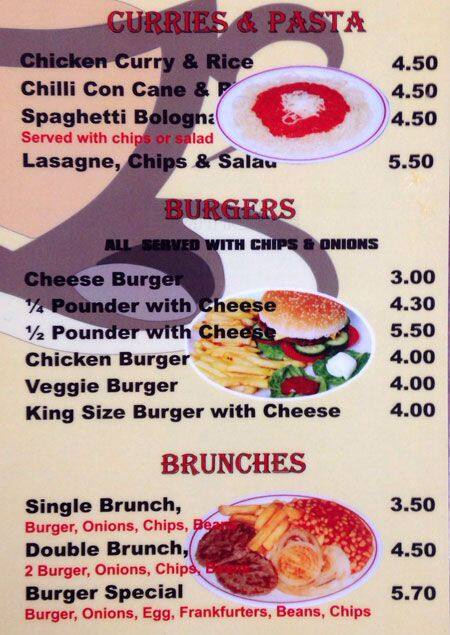 Menu at Portland Cafe, London, 42 Portland Rd