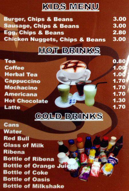 Menu at Portland Cafe, London, 42 Portland Rd