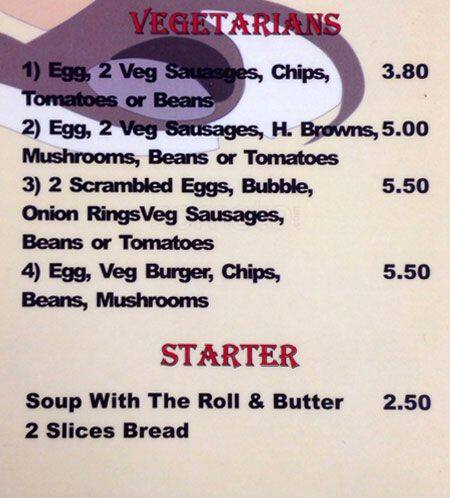 Menu at Portland Cafe, London, 42 Portland Rd