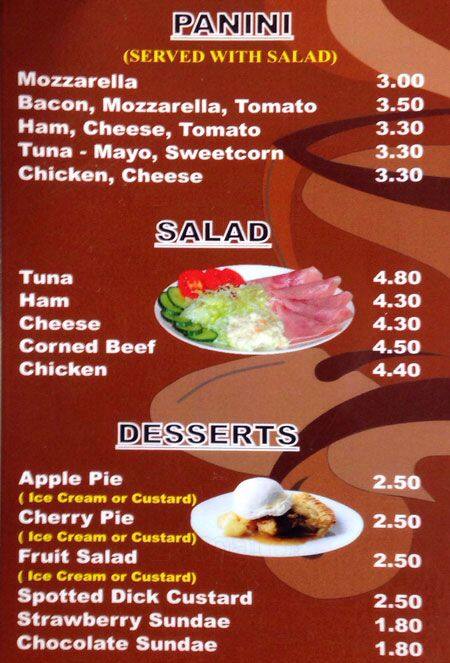 Menu at Portland Cafe, London, 42 Portland Rd