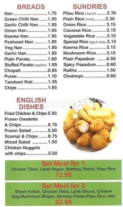 Carta del restaurante Bengal Lancer, Barking, 84 Longbridge Rd