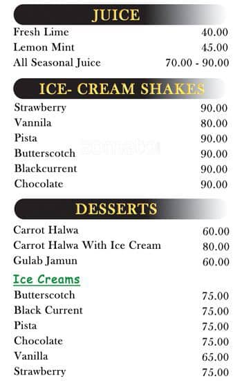 Menu at Taj Restaurant, Chennai, 3/245
