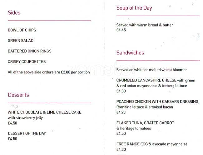 Menu at Novotel Manchester Centre restaurant, Manchester