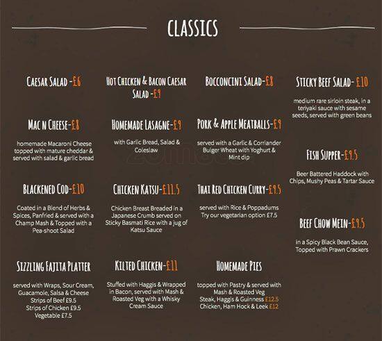 Menu at The Kilted Pig pub & bar, Edinburgh