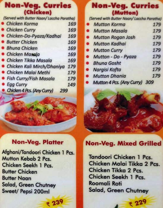 Menu at Royal Awadh, Lucknow, VX5G+GG4