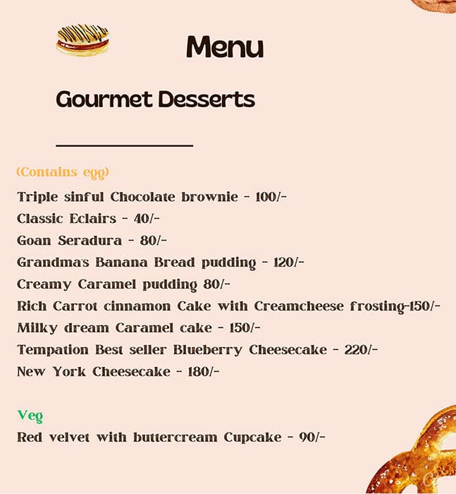 Menu of The Temptation - 24 Hour Complete Food Shop, Vasco, Goa