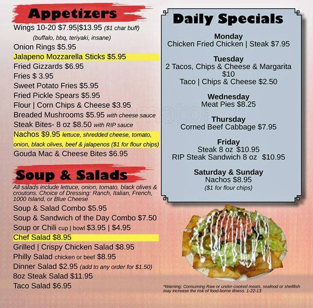 Report In Pub Menu, Menu for Report In Pub, Southwest Omaha, Omaha ...