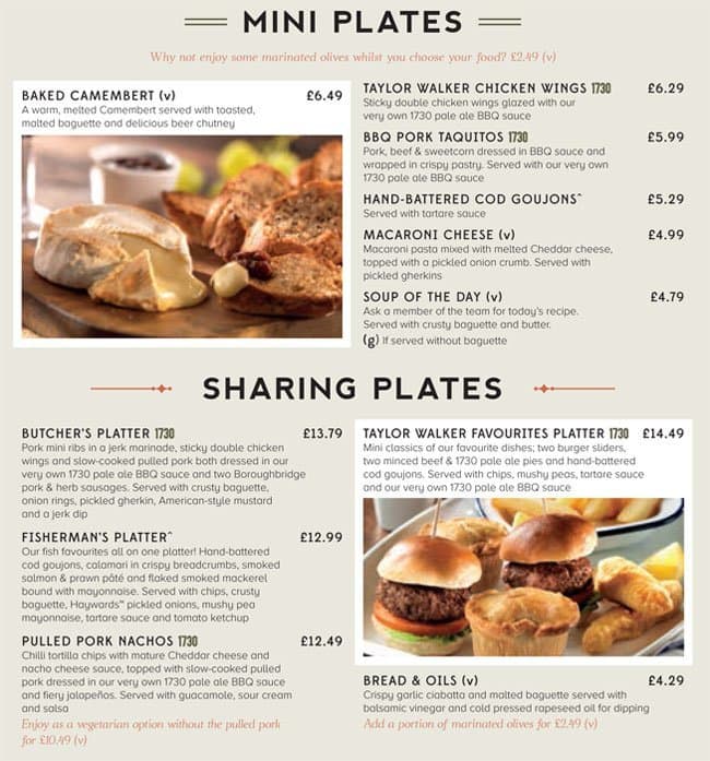 Menu at Shepherds Tavern restaurant, London