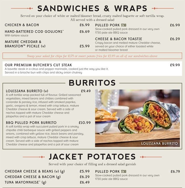 Menu at Shepherds Tavern restaurant, London