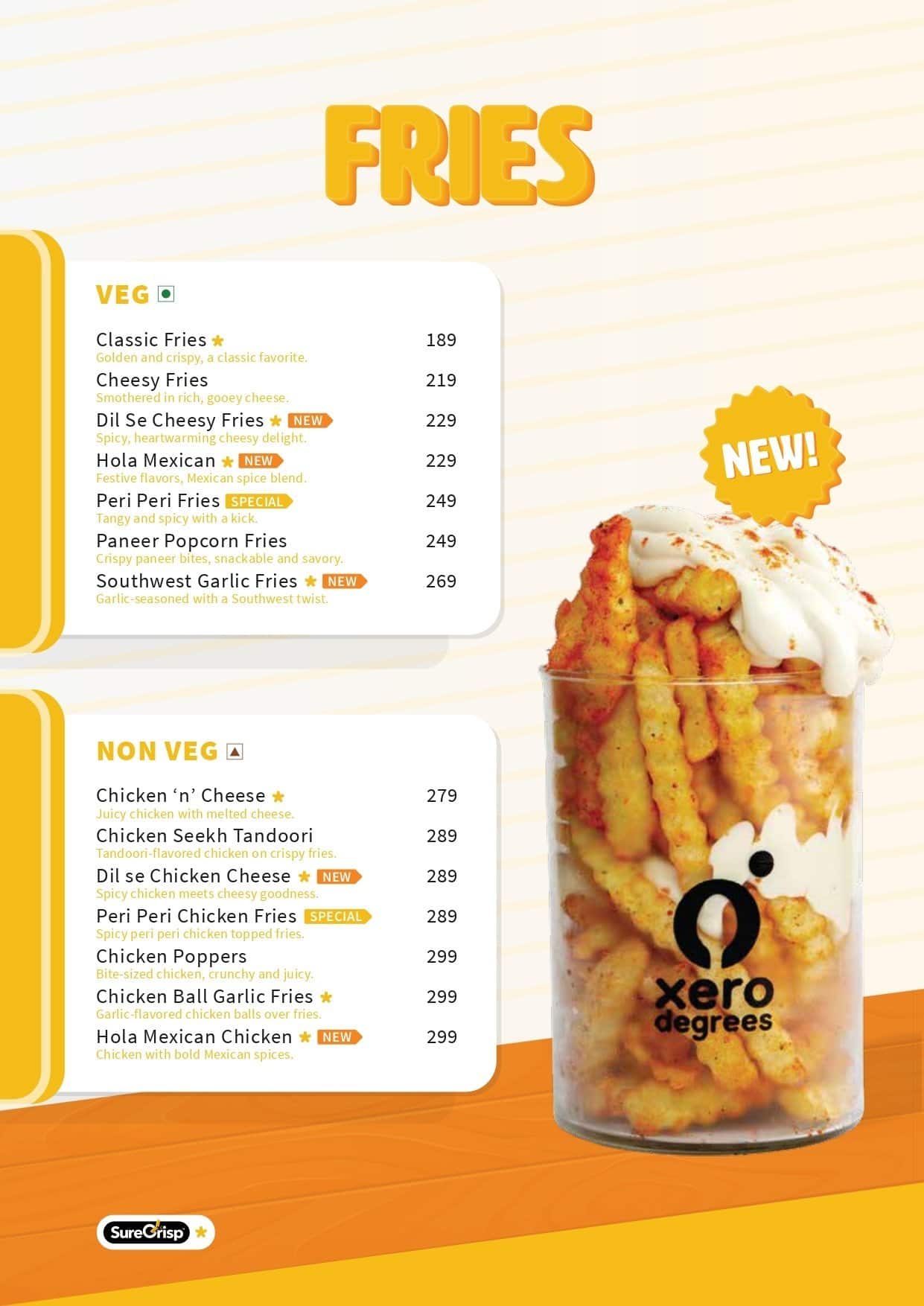Menu of Xero Degrees, Rajinder Nagar, New Delhi