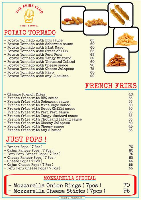 Menu at The Fries Club, Mumbai