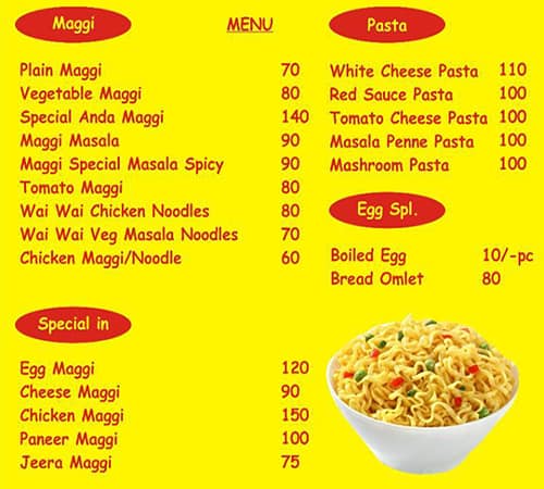 Menu of Maggiram Maggi Point, Gamma 1, Greater Noida