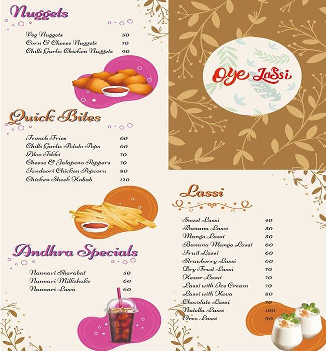 Menu of Oye Lassi, Kadubeesanahalli, Bangalore