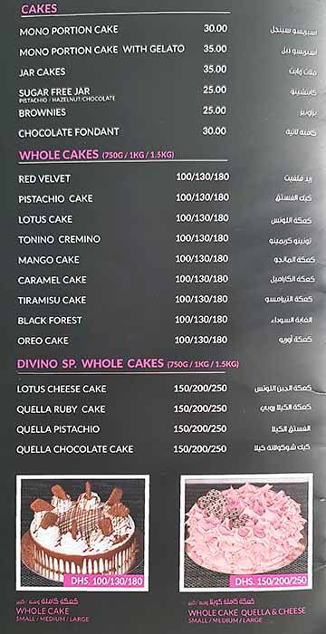 Menu at Caffe Divino cafe, Dubai, Metro Link