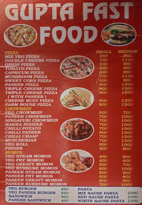 Menu of Gupta Fast Food, Nangloi, New Delhi