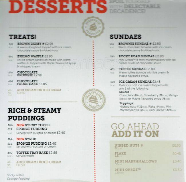 Menu at Wimpy restaurant, London, Shop 28