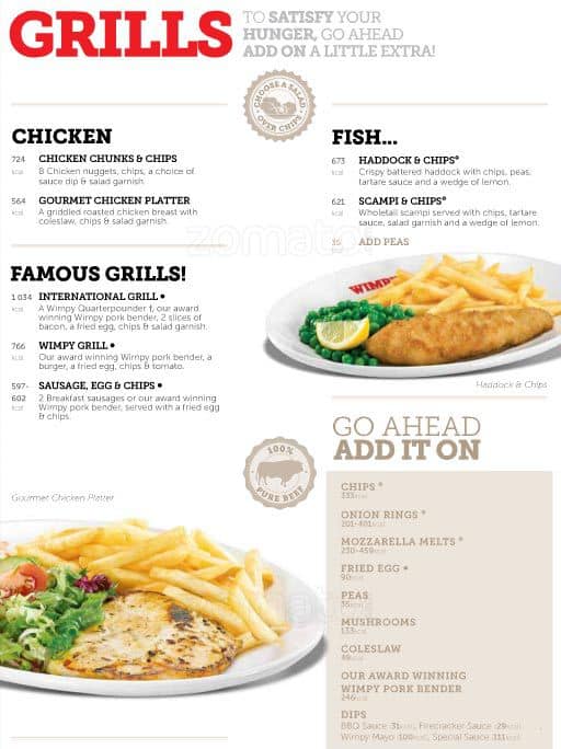 Menu at Wimpy restaurant, West Wickham, 19 High Street