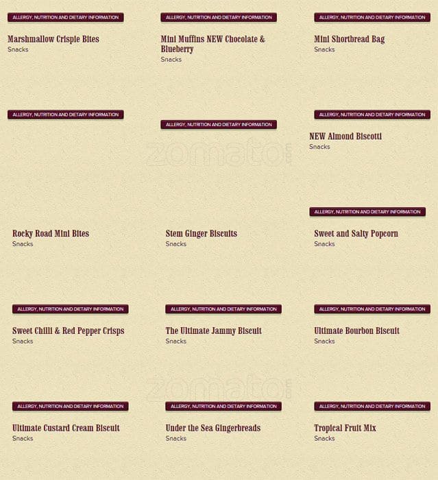 Menu at Costa Coffee cafe, Edinburgh, 98 Ocean Dr