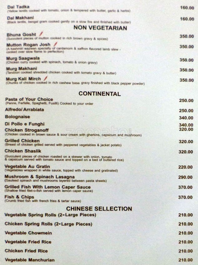 Menu at The Palace Cafe Restaurant, Jaipur