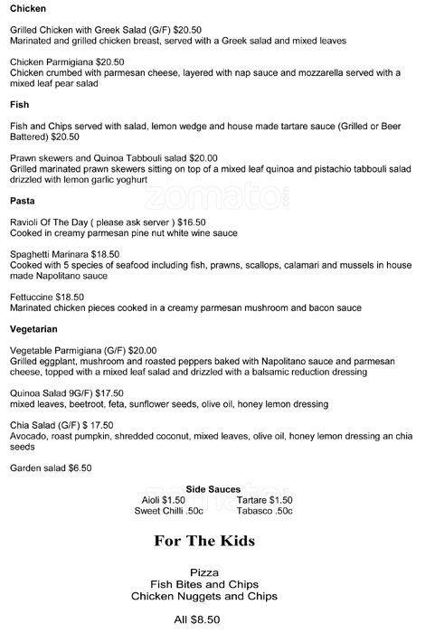 Menu at The Lounge Room cafe, Guildford