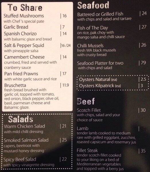 Menu at Three Wishes Restaurant, Rockingham