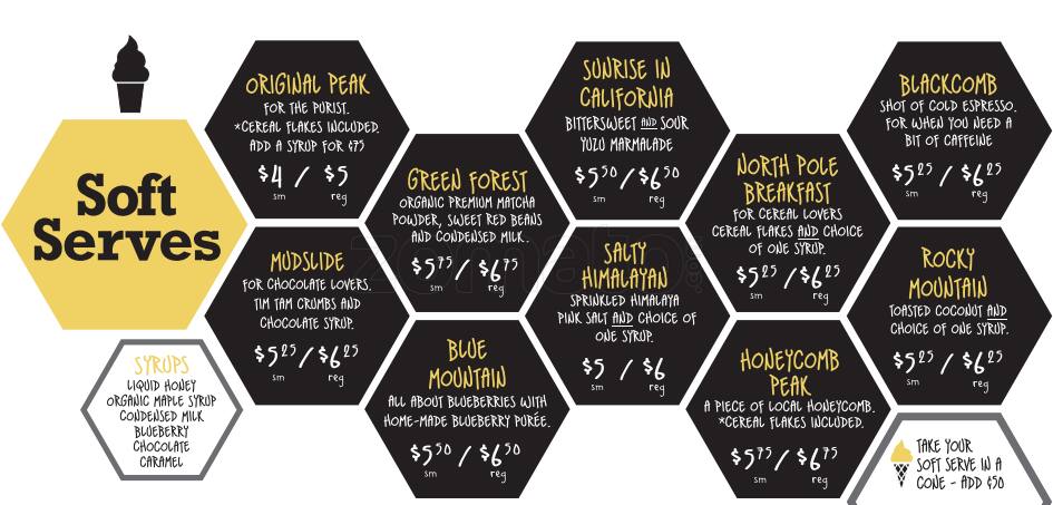 Soft Peaks Ice Cream Menu, Menu for Soft Peaks Ice Cream, Gastown ...