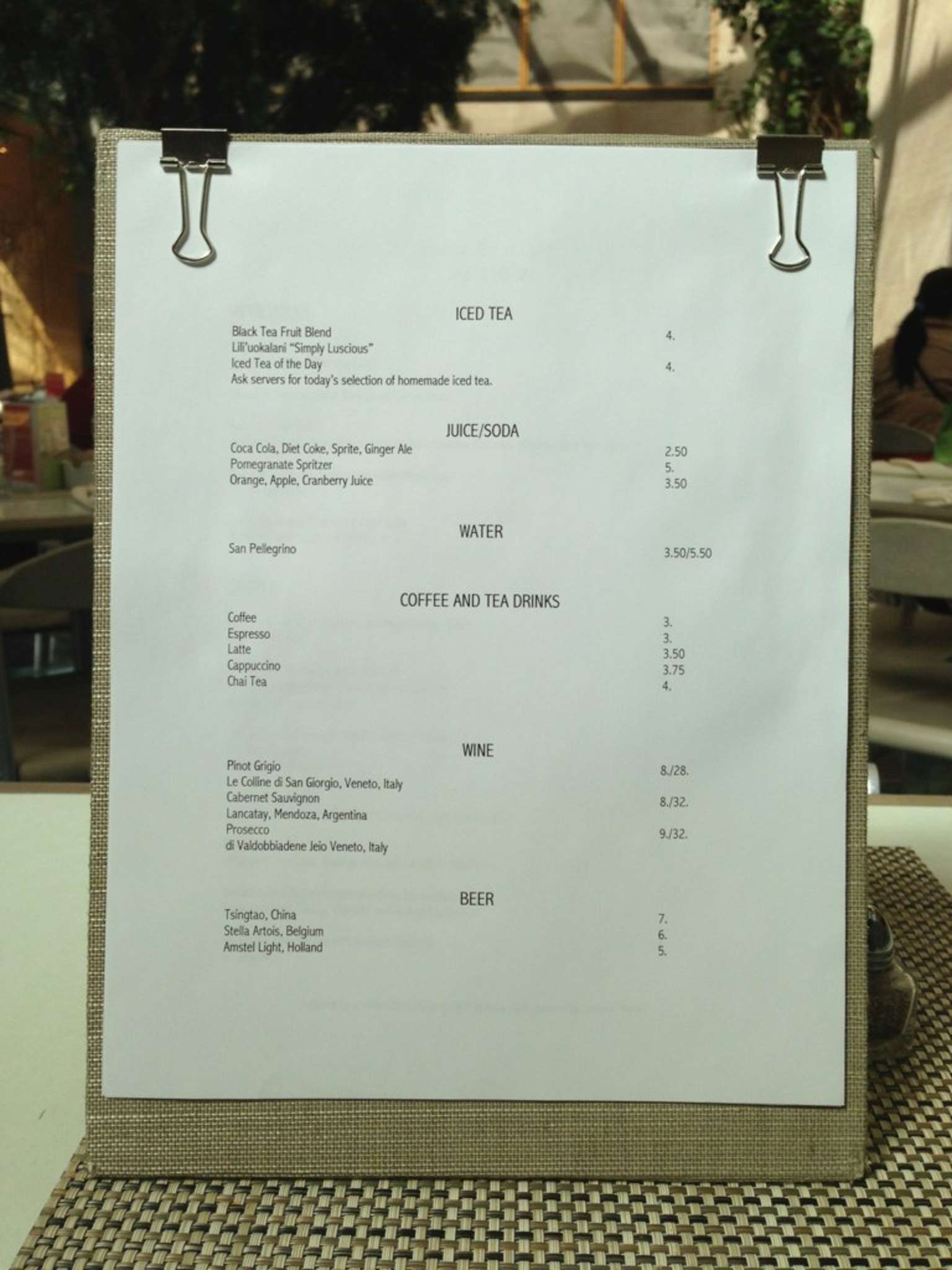 Menu at Garden Court Café cafe, New York City