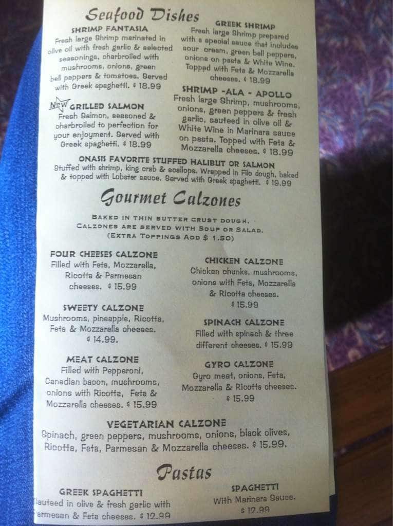 Menu at Apollo Greek Restaurant, Richland