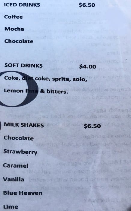 Menu at Cafe Largo, Brighton East