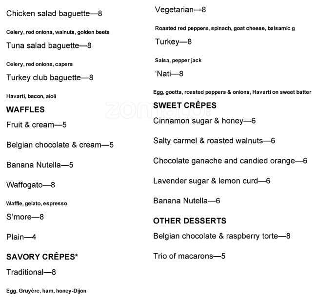 Menu at Taste of Belgium - Rookwood restaurant, Cincinnati, Edwards Rd