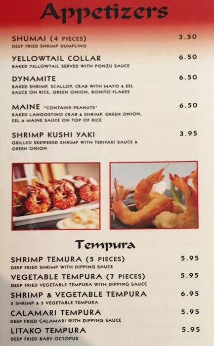 Menu at Sho-Ga Japanese Restaurant, Casa Grande
