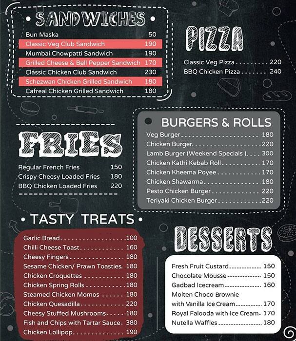 Menu of Pastry Cottage, Panaji, Goa