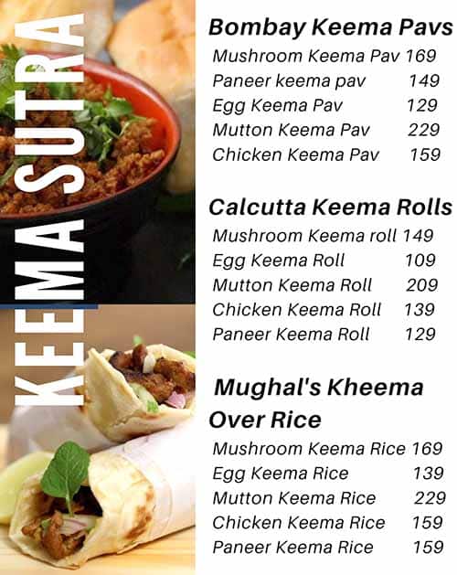 Menu of Keema Sutra, Nizampet, Hyderabad