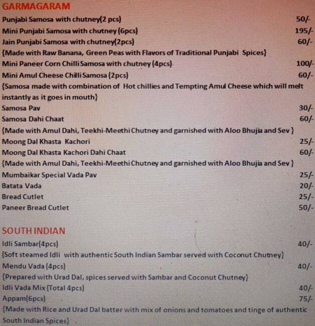 Menu of Awesome Chaat Corner, Kalbadevi, Mumbai