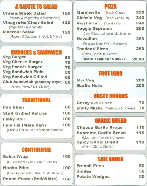 Menu at Hunger Cure, Faridabad, C7QX+4C6