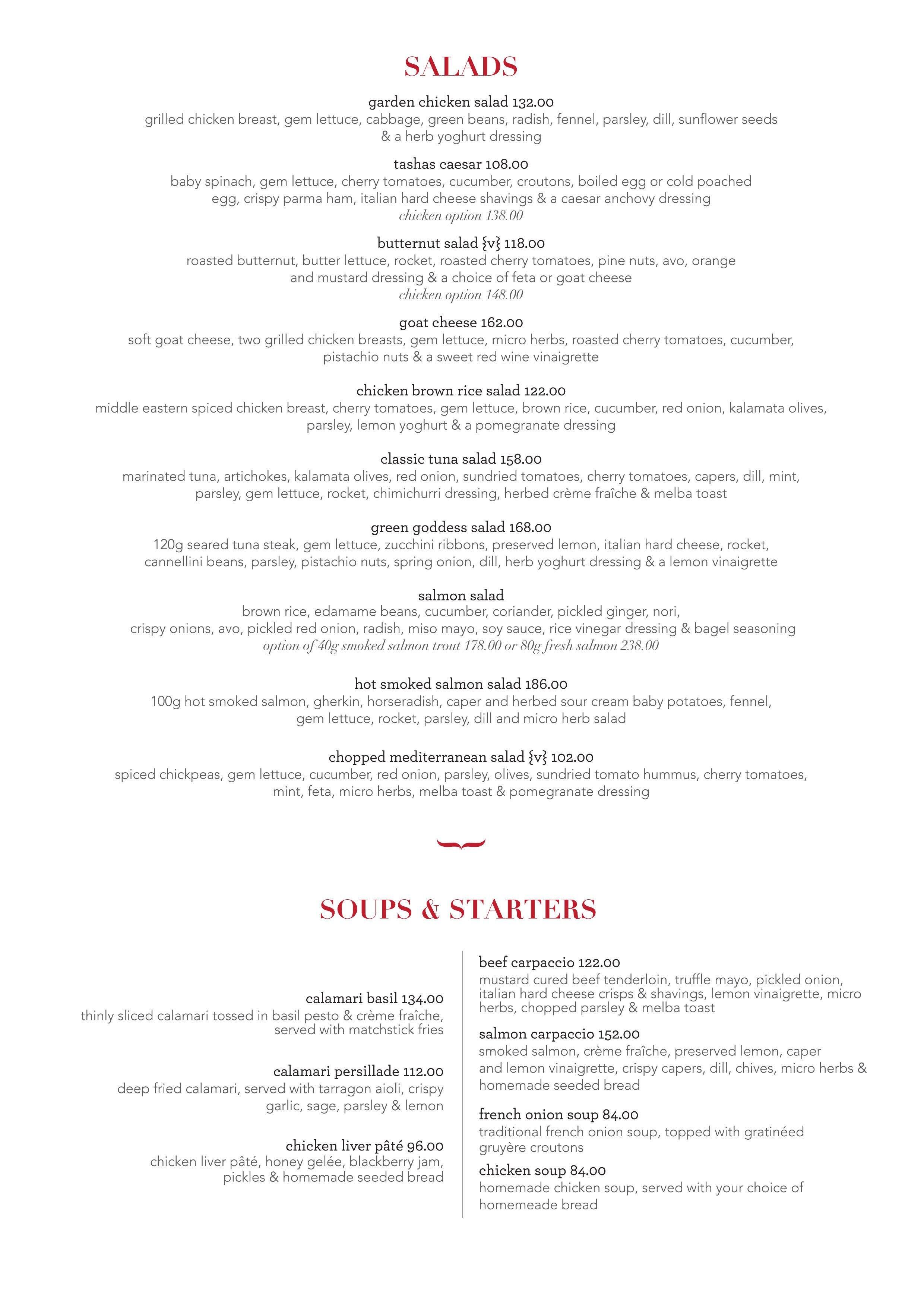 Menu at Le Parc by tashas restaurant, Johannesburg