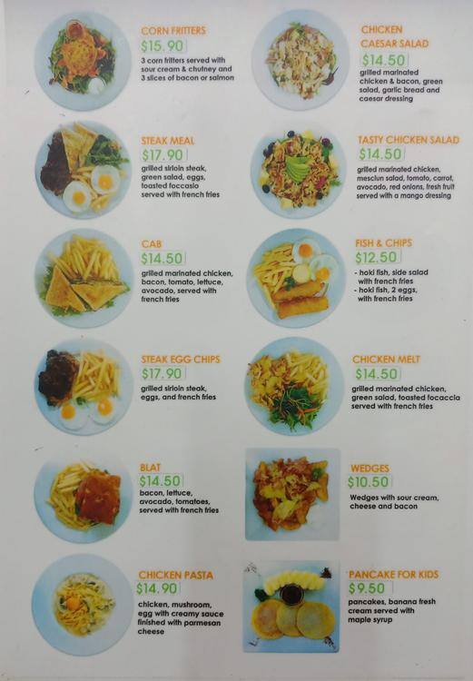 Menu at Bake Haven Cafe, Auckland, 170 Onehunga Mall Road