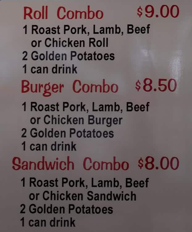 Menu at Roast Express restaurant, Auckland, 3/43 Luckens Rd