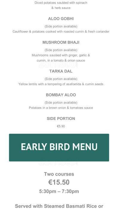 Menu at Konkan Dundrum restaurant, Dublin, Near Dundrum Crossroads