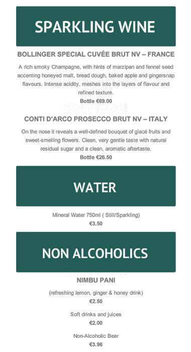 Menu at Konkan Dundrum restaurant, Dublin, Near Dundrum Crossroads