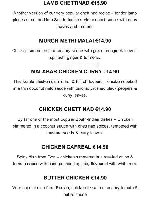 Menu at Konkan Dundrum restaurant, Dublin, Near Dundrum Crossroads