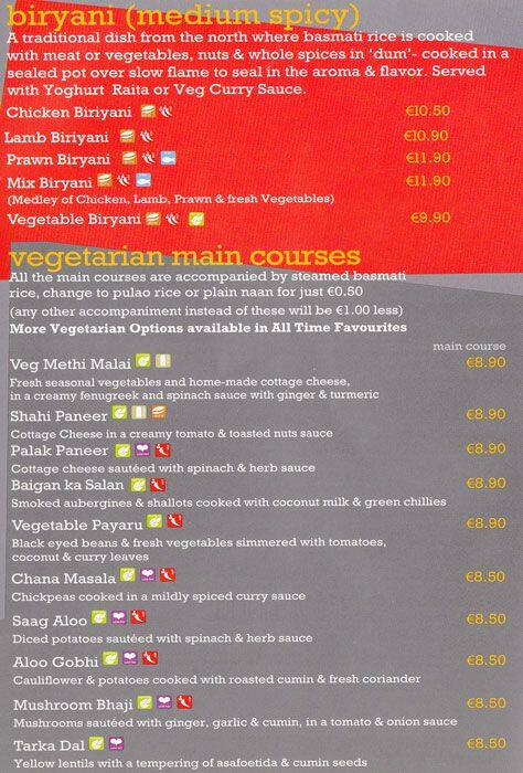 Menu at Konkan Dundrum restaurant, Dublin, Near Dundrum Crossroads