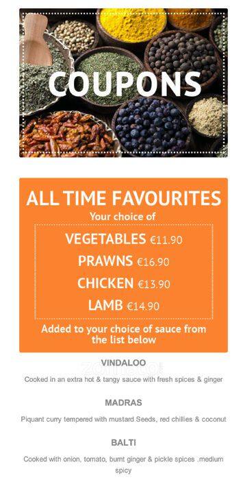 Menu at Konkan Dundrum restaurant, Dublin, Near Dundrum Crossroads