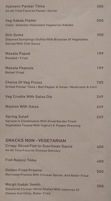 Menu at Merlin's Bar - The Orchid Hotel, Pune