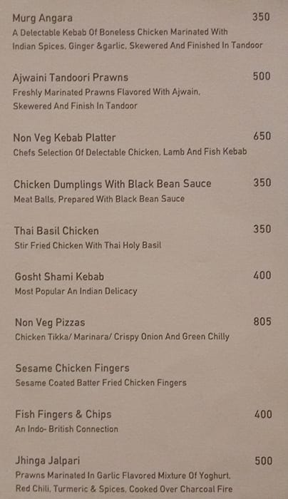 Menu at Merlin's Bar - The Orchid Hotel, Pune