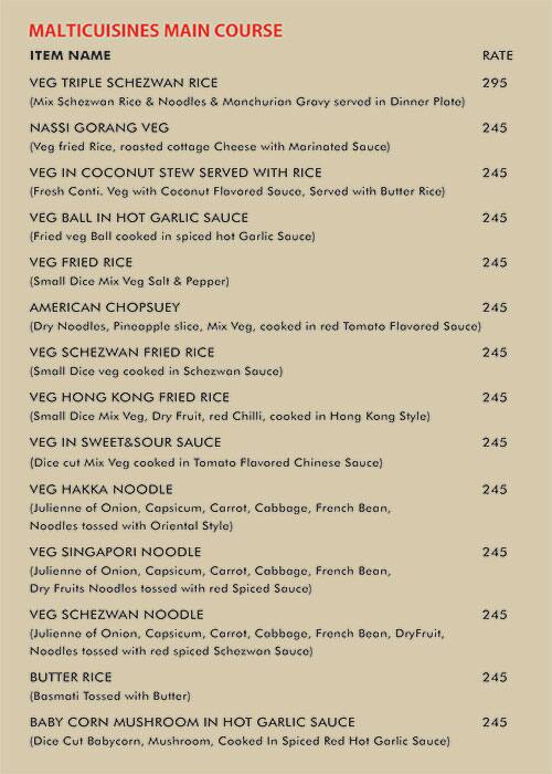 Menu at Hotel Rama Heritage, Nashik