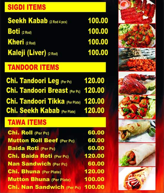 Menu of Raees Kabab Corner, Mahim, Mumbai