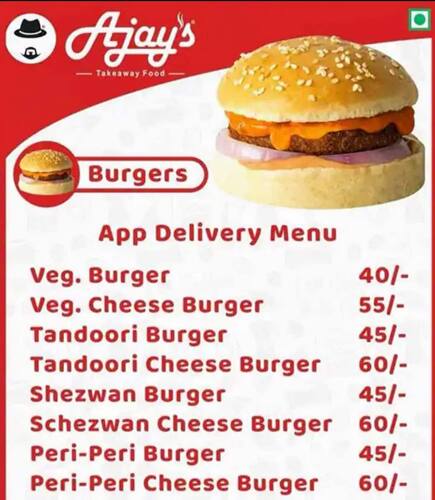 Menu of Ajay's, Thaltej, Ahmedabad